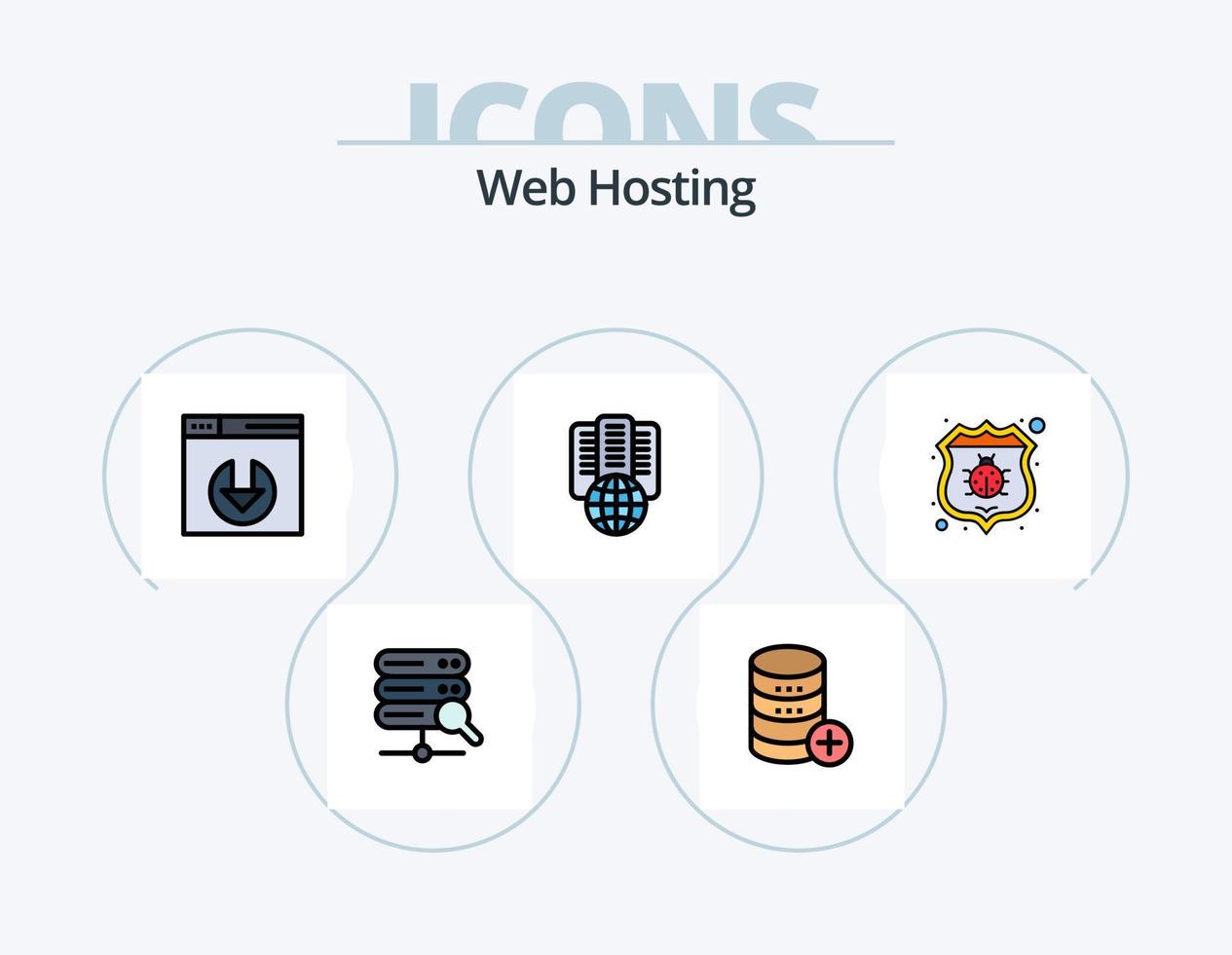 Web Hosting Line Filled Icon Pack 5 Icon Design Database Server