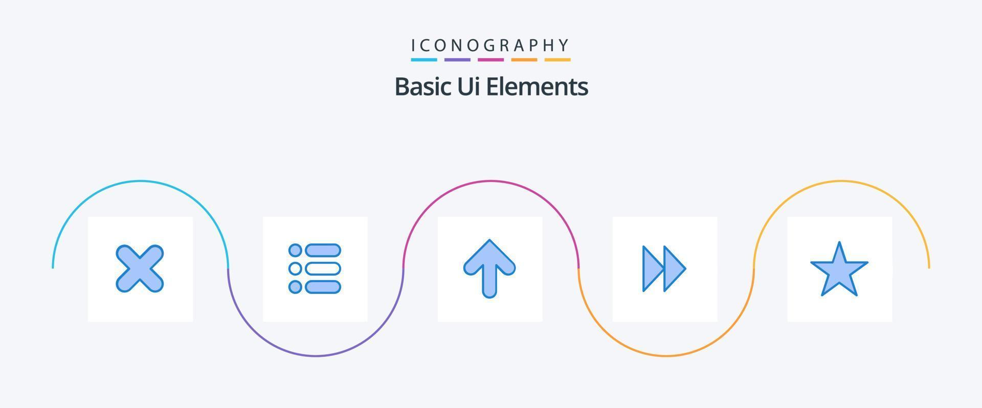 Basic Ui Elements Blue 5 Icon Pack Including Star Video Arrow Media