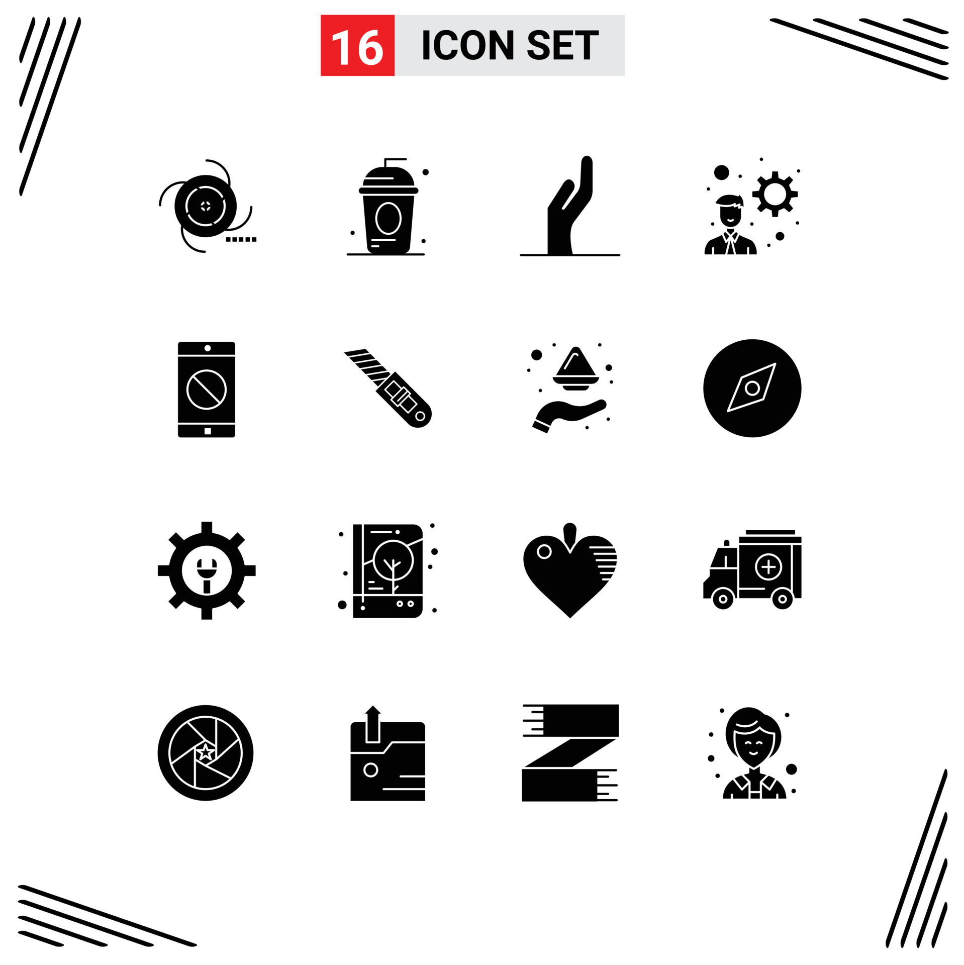 Set Of 16 Modern Ui Icons Symbols Signs For Disabled Mobile Startup