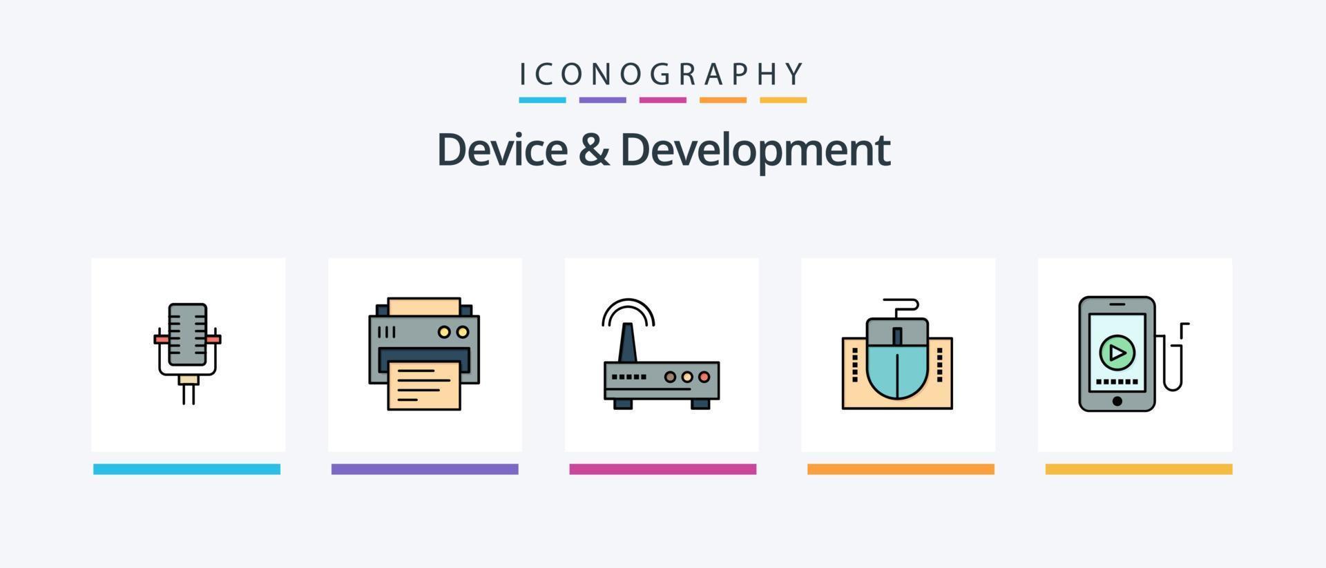 Device And Development Line Filled 5 Icon Pack Including computer. switch. blueprint. device ...