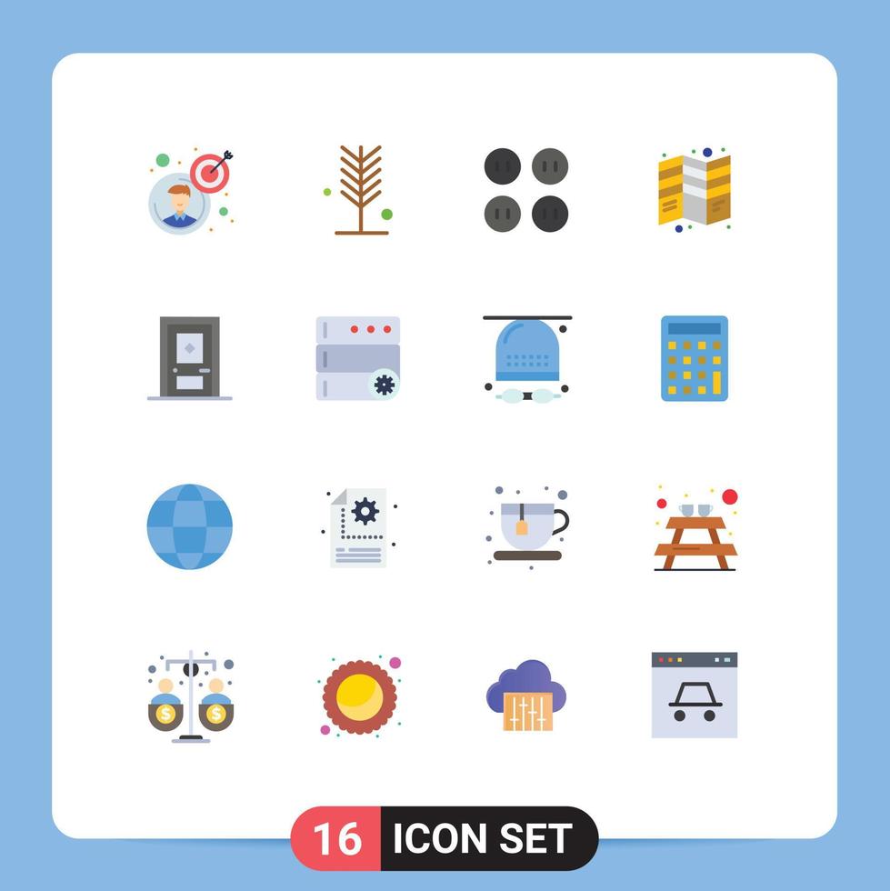 User Interface Pack Of 16 Basic Flat Colors Of Building Print Tree Fold Brochure Editable Pack