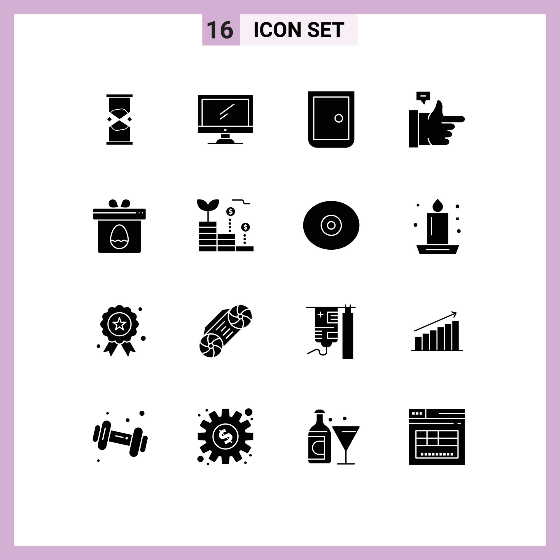 Set Of 16 Modern Ui Icons Symbols Signs For Thumbs Up Bubble Imac Home Gate Gate Editable Vector