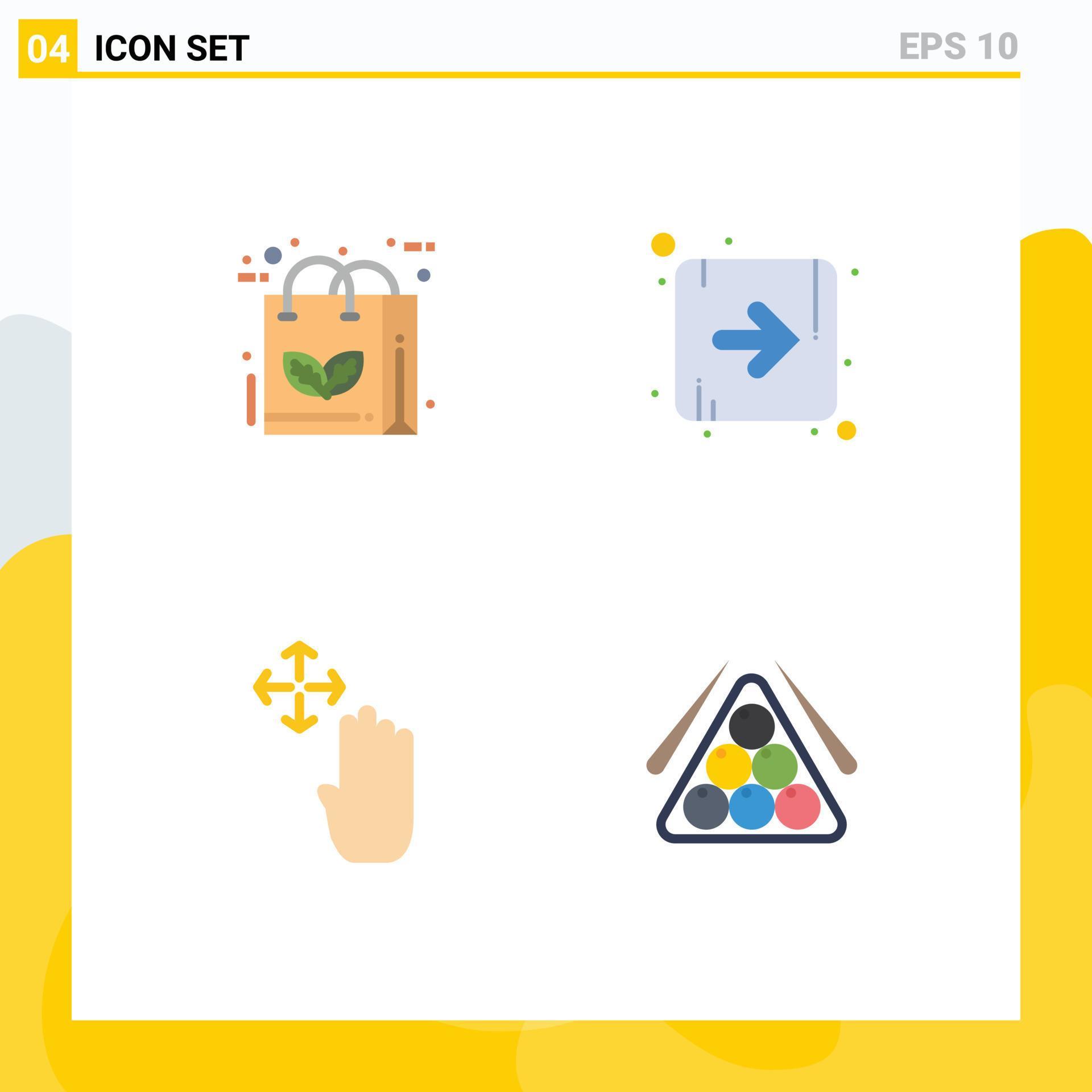 Set Of 4 Modern Ui Icons Symbols Signs For Bag Hand Cursor Nature Direction Hold Editable Vector