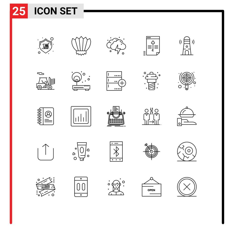 Mobile Interface Line Set Of 25 Pictograms Of Key Secure Ocean File