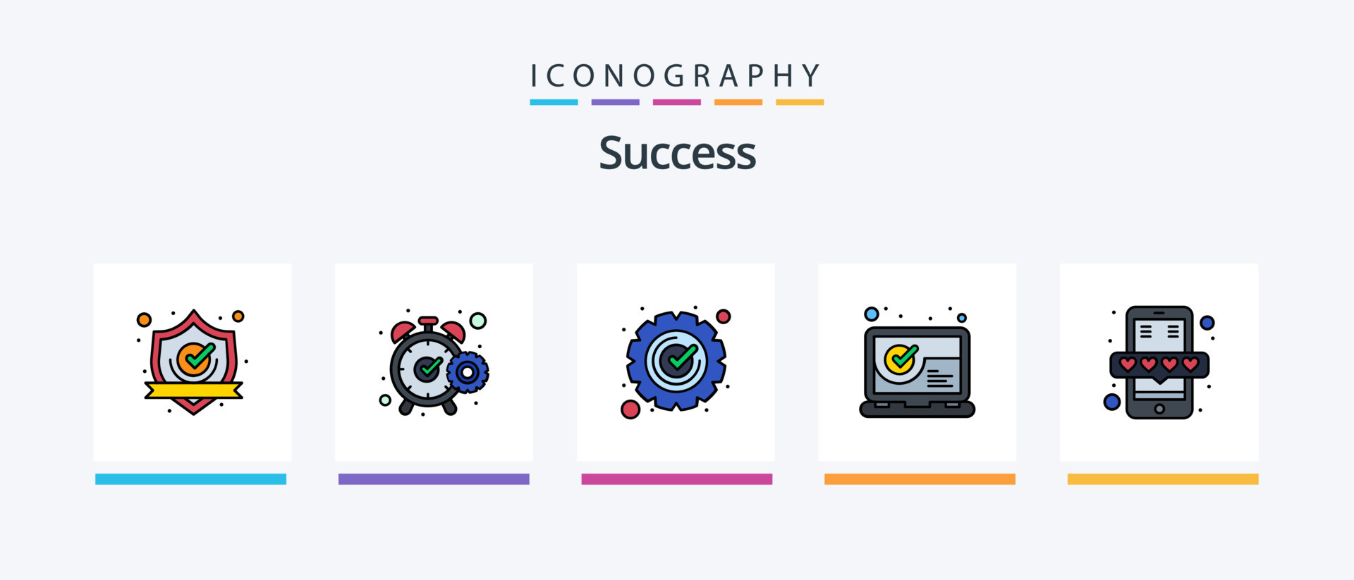 Sucess Line Filled 5 Icon Pack Including rating. gadget. bonus. electronics. checked. Creative ...