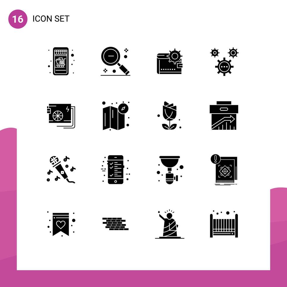 Set of 16 Modern UI Icons Symbols Signs for development coding wallet ...