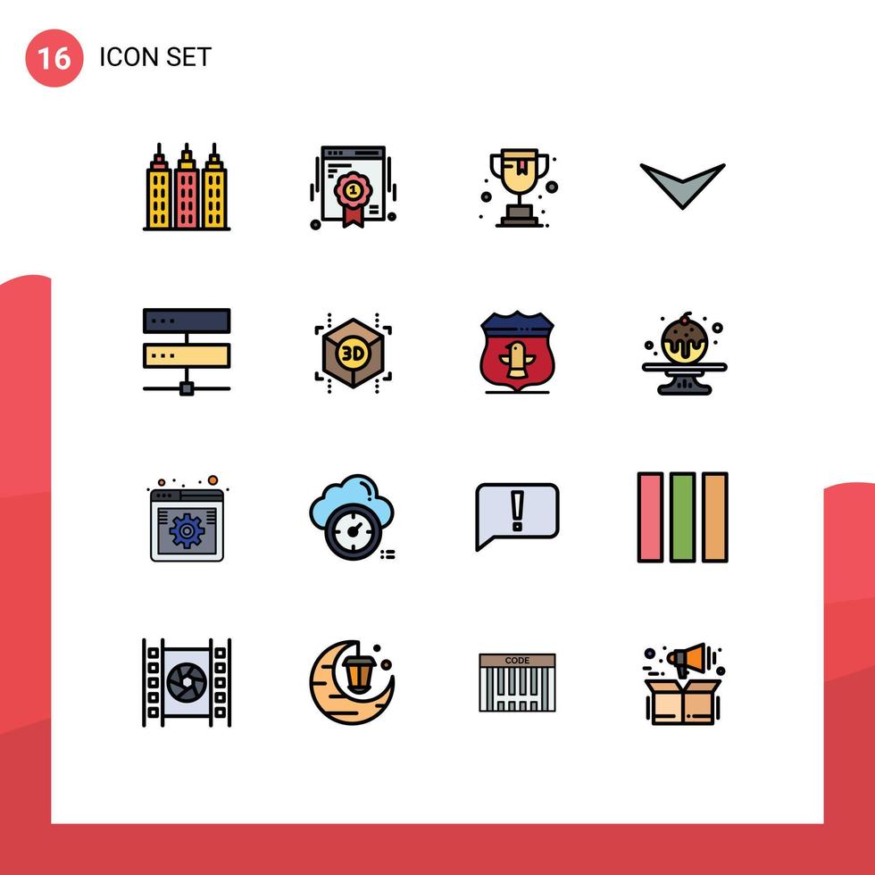 16 Universal Flat Color Filled Lines Set For Web And Mobile Applications Network Digital School