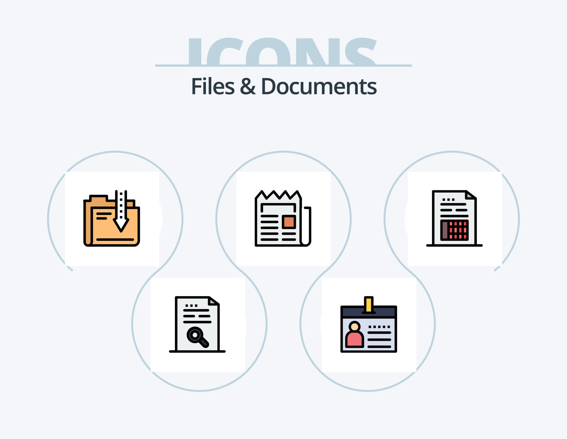 Files And Documents Line Filled Icon Pack 5 Icon Design. document. data ...
