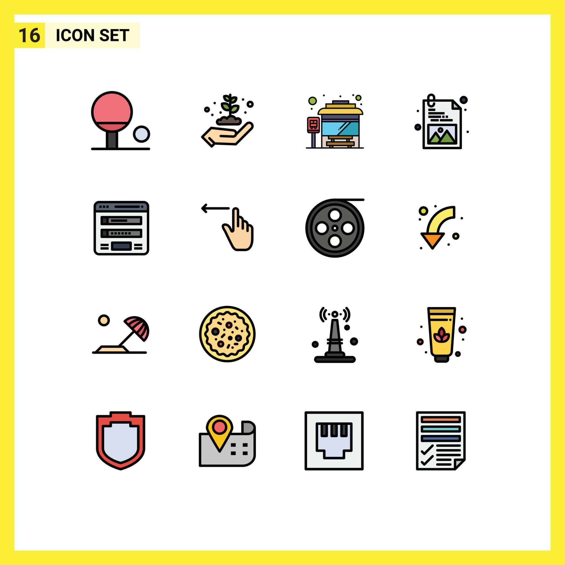 16 Universal Flat Color Filled Line Signs Symbols Of Finger Sitemap City Bus Terminal Login