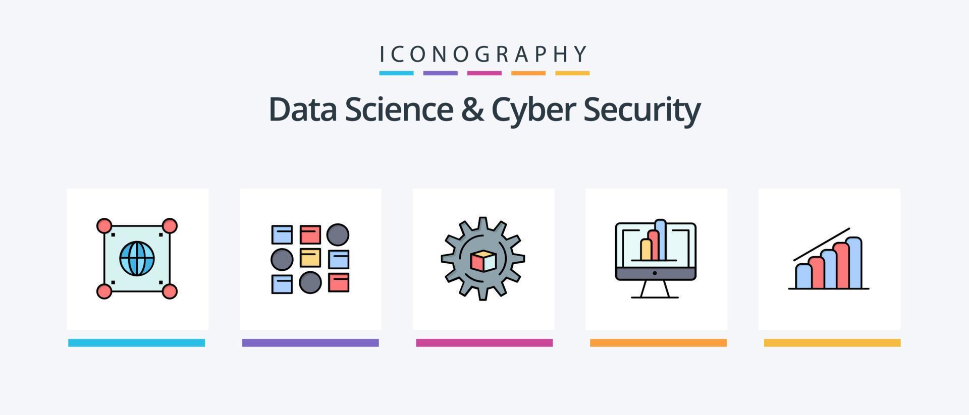 Data Science And Cyber Security Line Filled 5 Icon Pack Including Model Data Learning