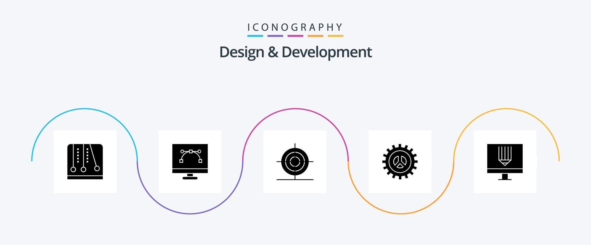 Design and Development Glyph 5 Icon Pack Including web development. settings. pen tool. seo ...