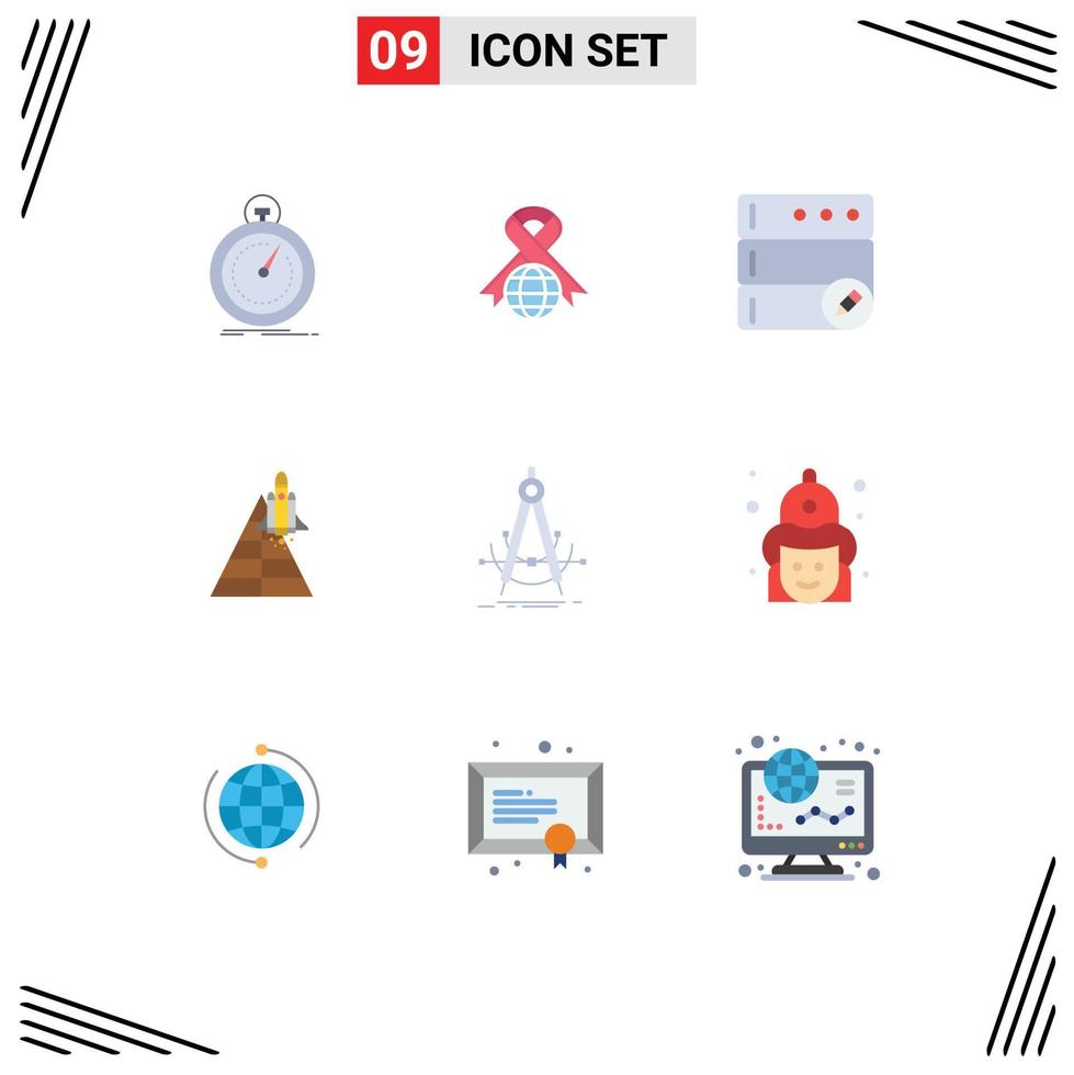 User Interface Pack Of 9 Basic Flat Colors Of Precision Space Craft World Aircraft Space