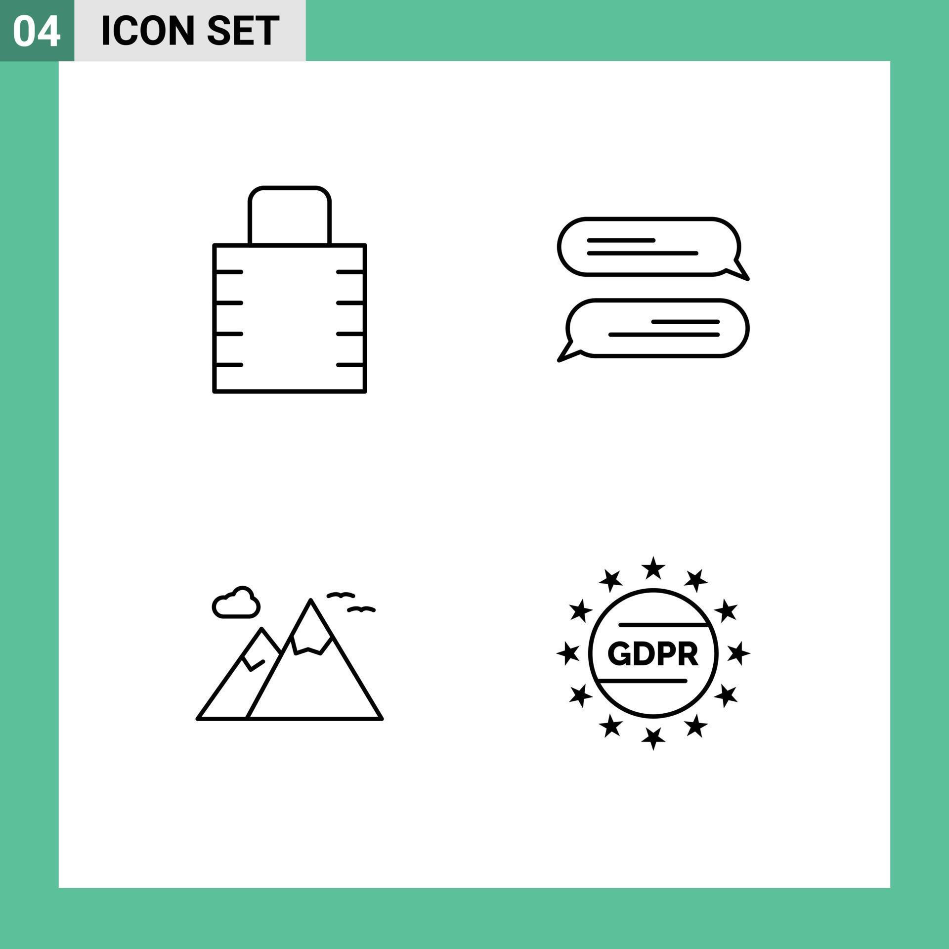 4 User Interface Line Pack Of Modern Signs And Symbols Of Key Scenery Security Texting Gdpr