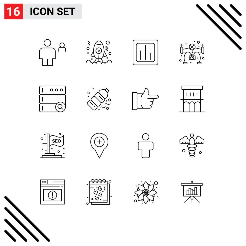 Pictogram Set of 16 Simple Outlines of database hobby launch hobbies ...