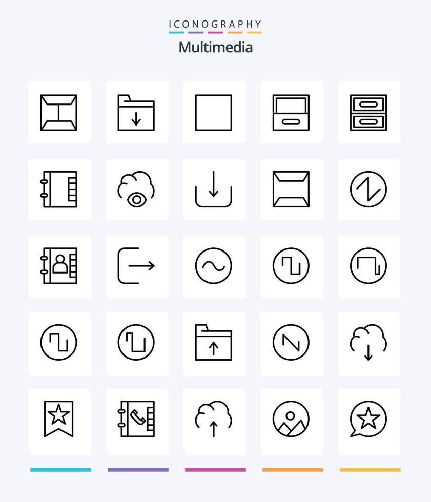 Creative Multimedia 25 Outline Icon Pack Such As Cloud Folder