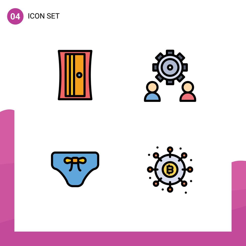 Pack Of 4 Modern Filledline Flat Colors Signs And Symbols For Web Print Media Such As Education