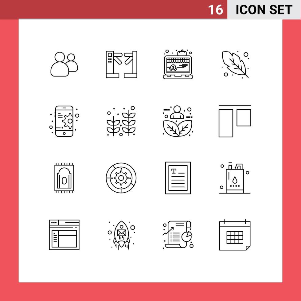 16 Universal Outlines Set For Web And Mobile Applications Mobile Configuration App Quinn Feather
