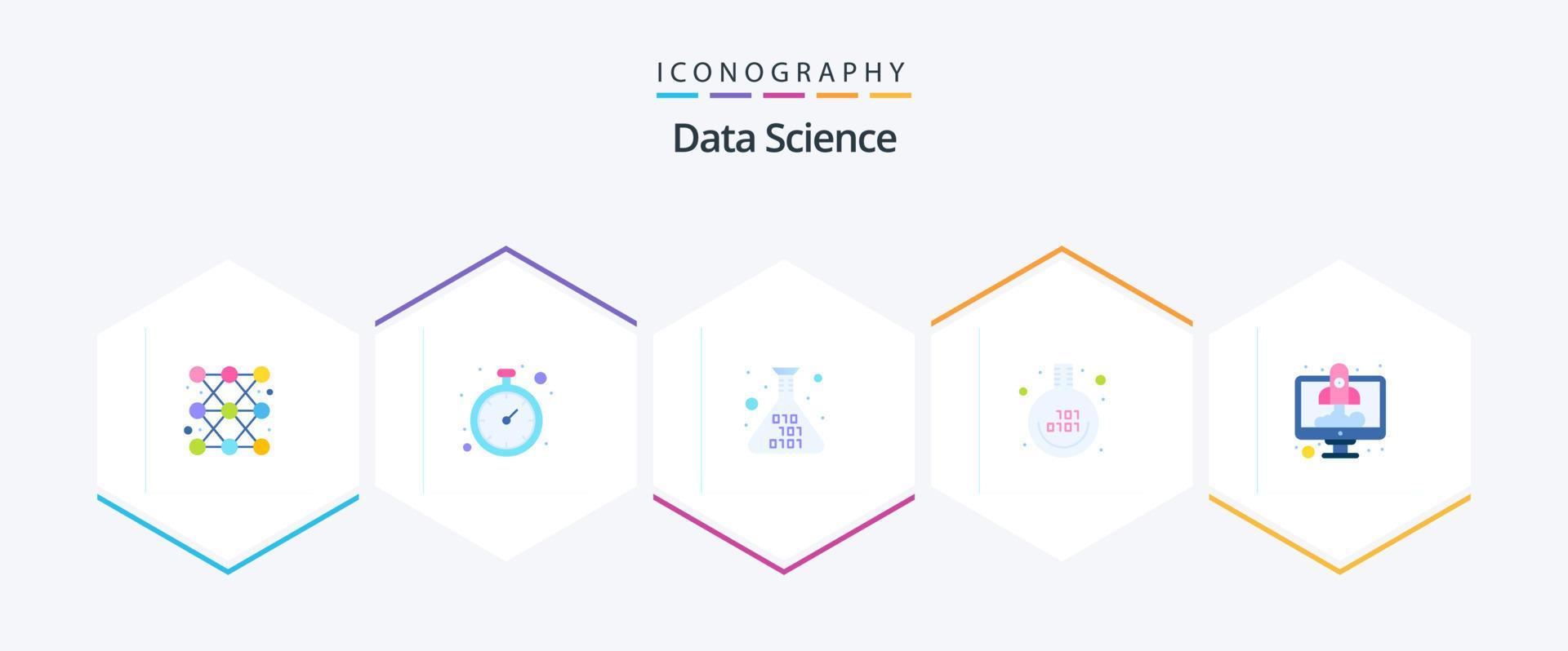 Data Science 25 Flat icon pack including computer. lab. time analysis ...