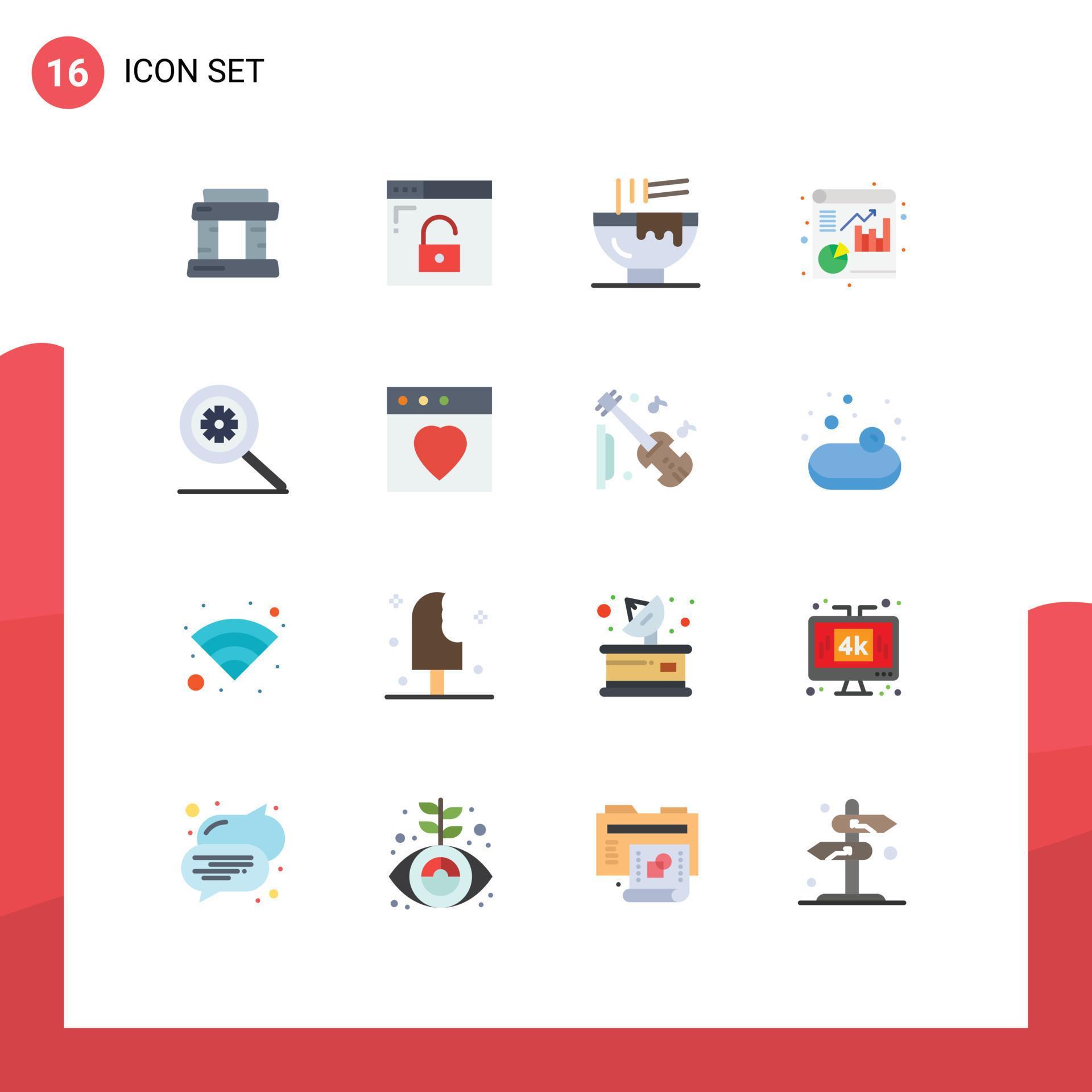16 Thematic Vector Flat Colors And Editable Symbols Of Search Control Drink Report Analytics