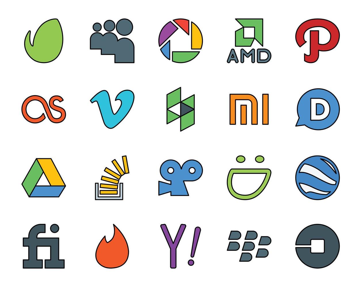 20 Social Media Icon Pack Including smugmug overflow houzz stock ...