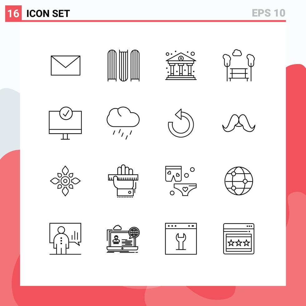 Modern Set Of 16 Outlines Pictograph Of Gadget Connected Economy Computers View Editable Vector