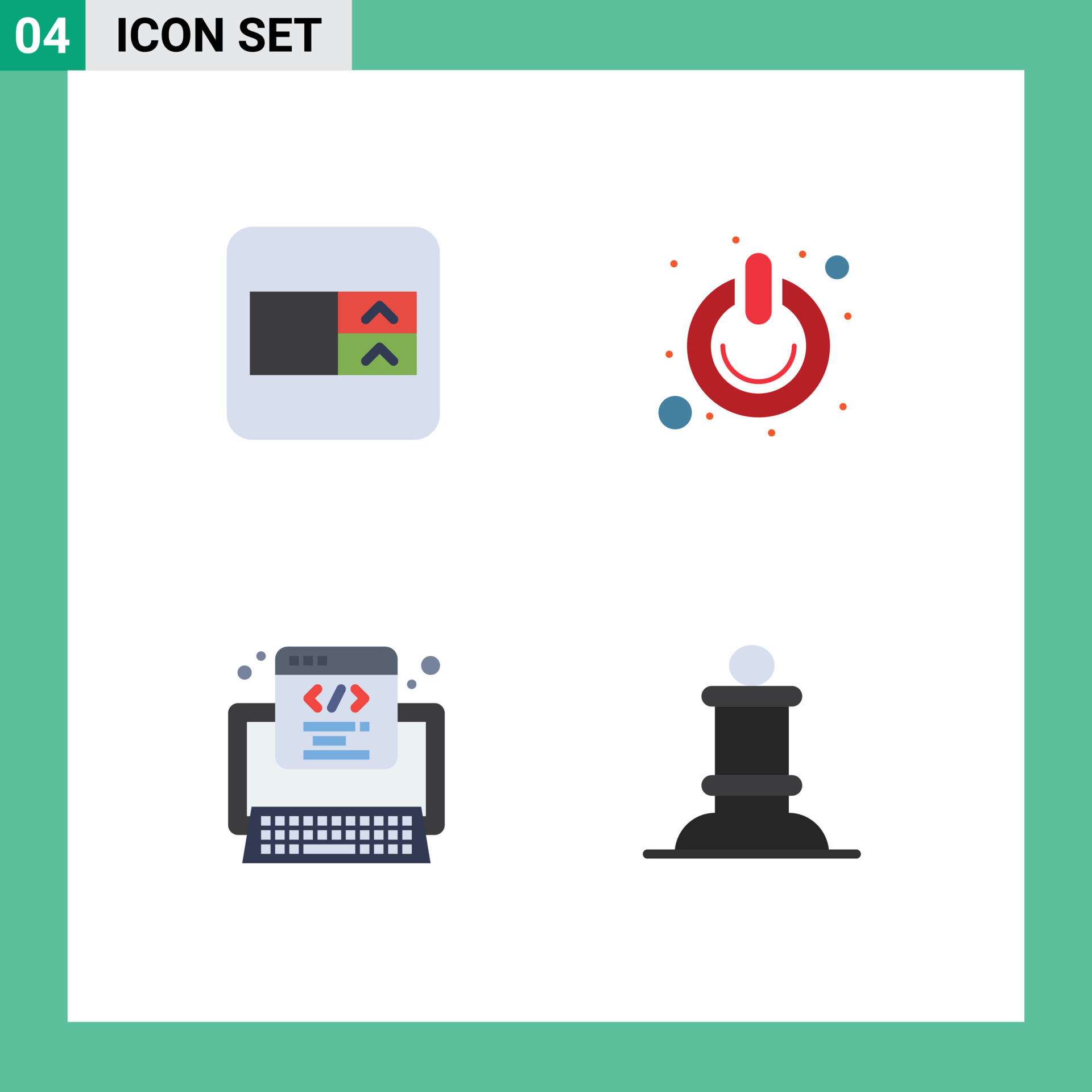 Group of 4 Modern Flat Icons Set for form development button power web ...