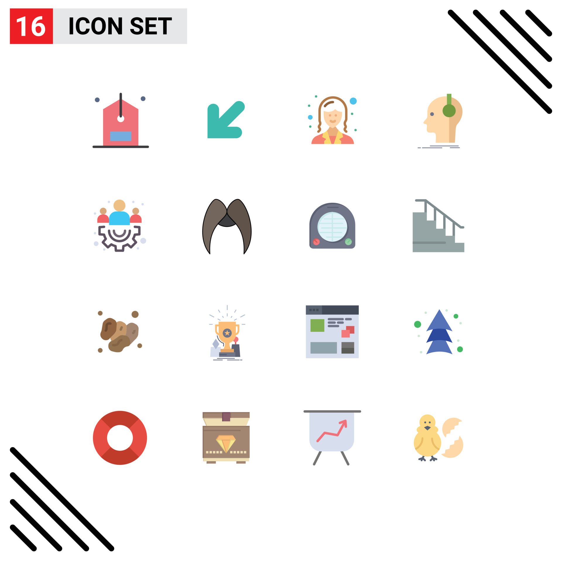 Stock Vector Icon Pack Of 16 Line Signs And Symbols For Group Producer