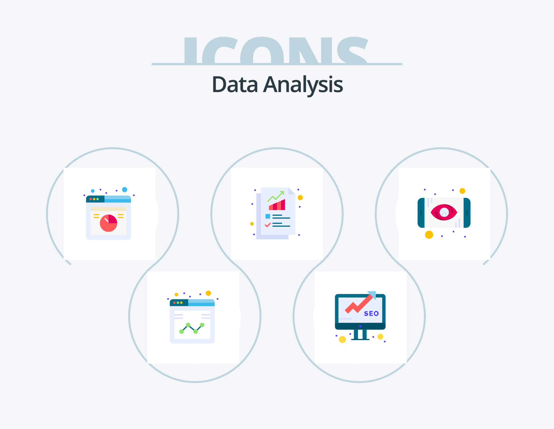 Data Analysis Flat Icon Pack 5 Icon Design Chart Digital Report