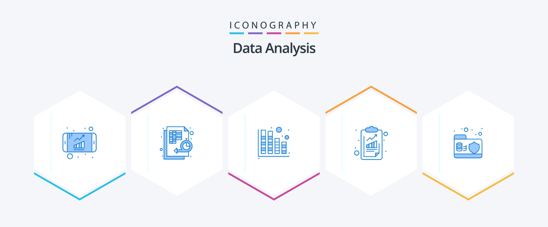Data Analysis 25 Blue icon pack including data. check list. timeline ...