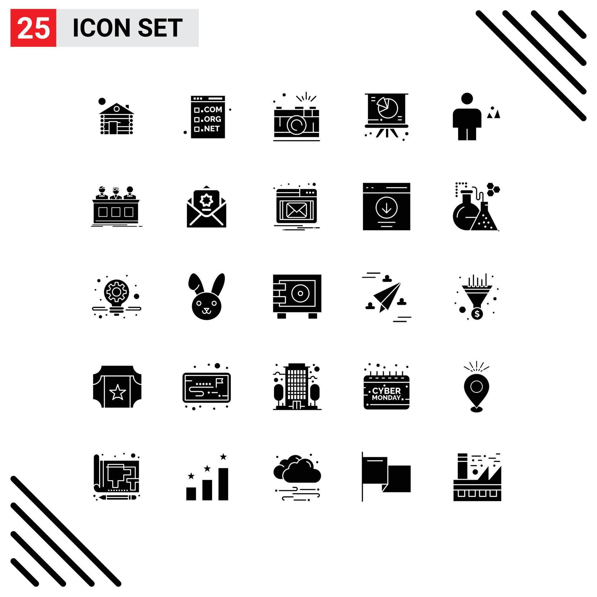 Solid Glyph Pack of 25 Universal Symbols of presentation graph ...