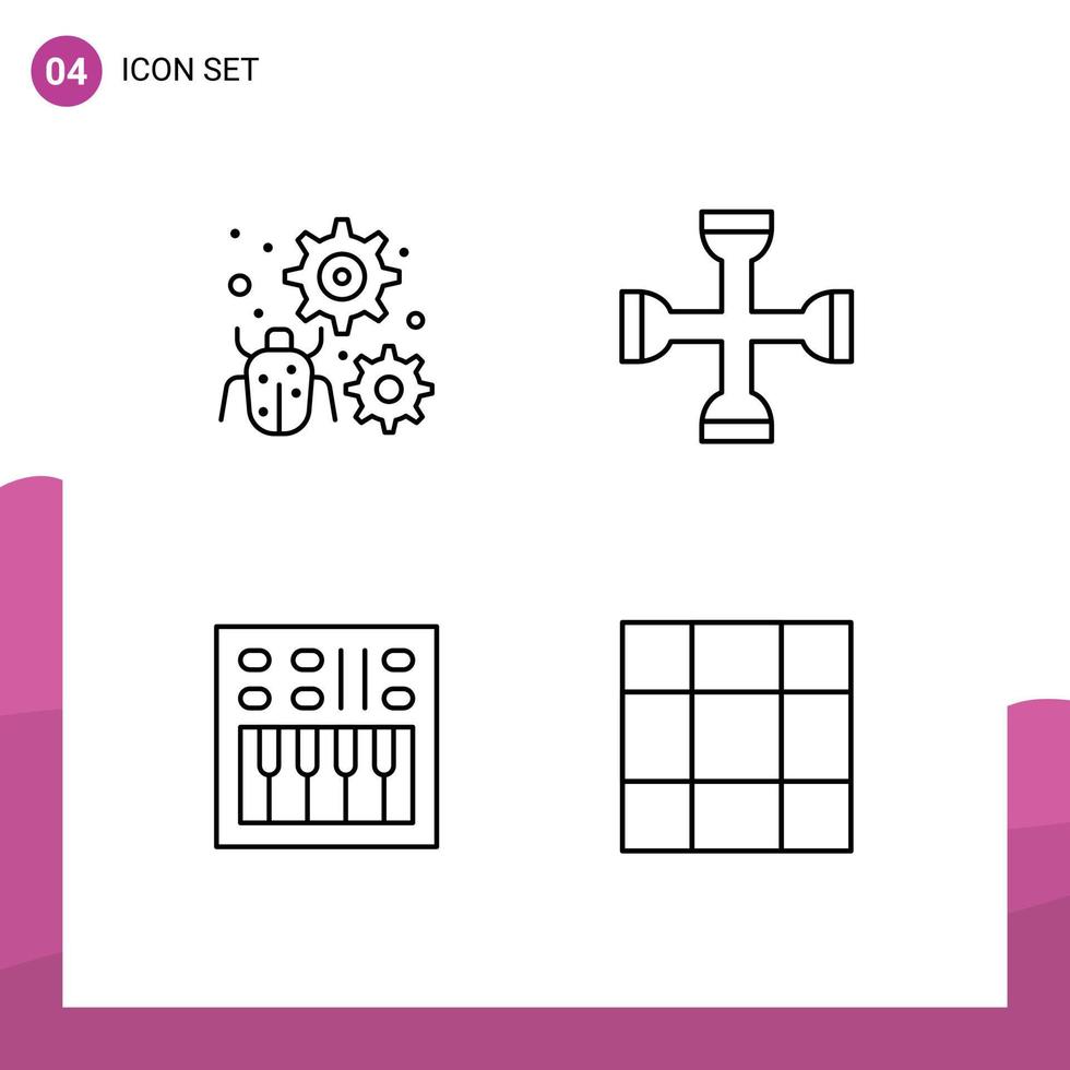 Pack Of 4 Modern Filledline Flat Colors Signs And Symbols For Web Print Media Such As Configure