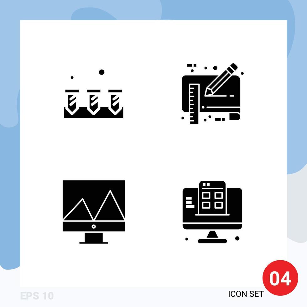 Set of 4 Vector Solid Glyphs on Grid for screw analytics hardware draft ...