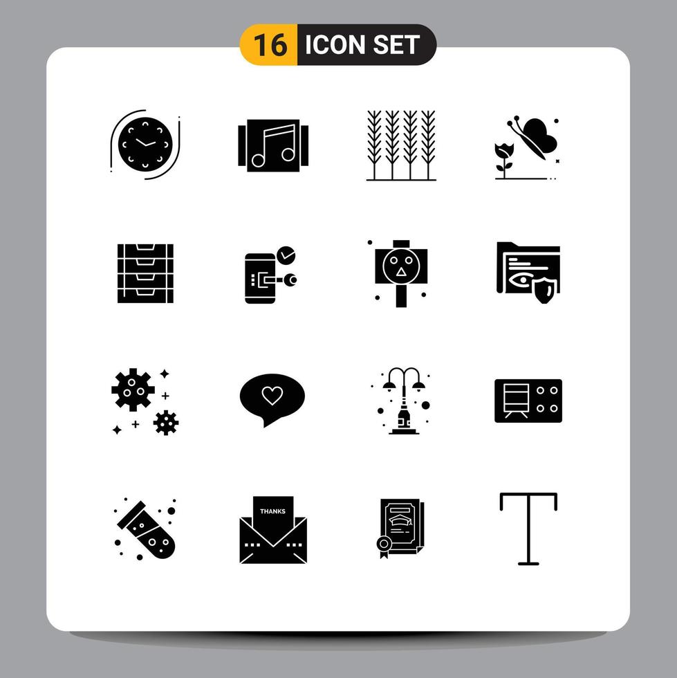 Pictogram Set of 16 Simple Solid Glyphs of storage drawer cereal ... Pictogram Set of 16 Simple Solid Glyphs of storage drawer cereal ...
