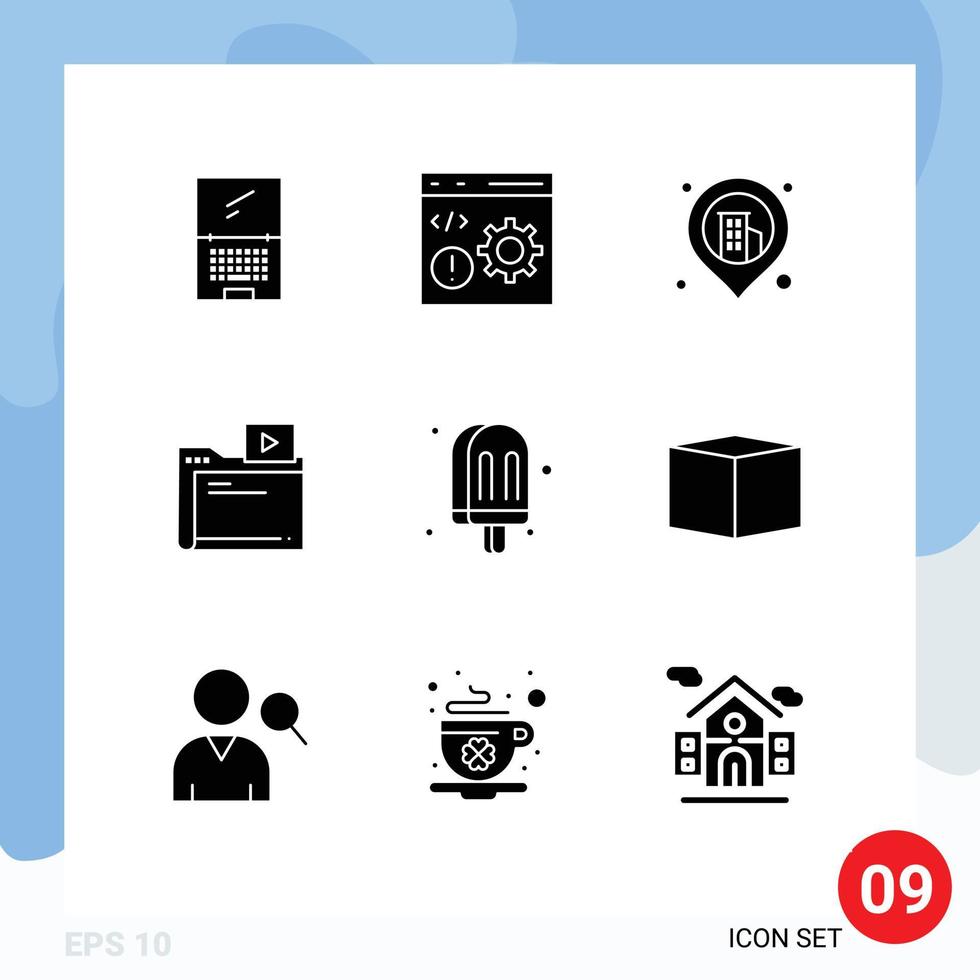 Conjunto De 9 9 Moderno Ui íconos Símbolos Señales Para Bebida Vídeo
