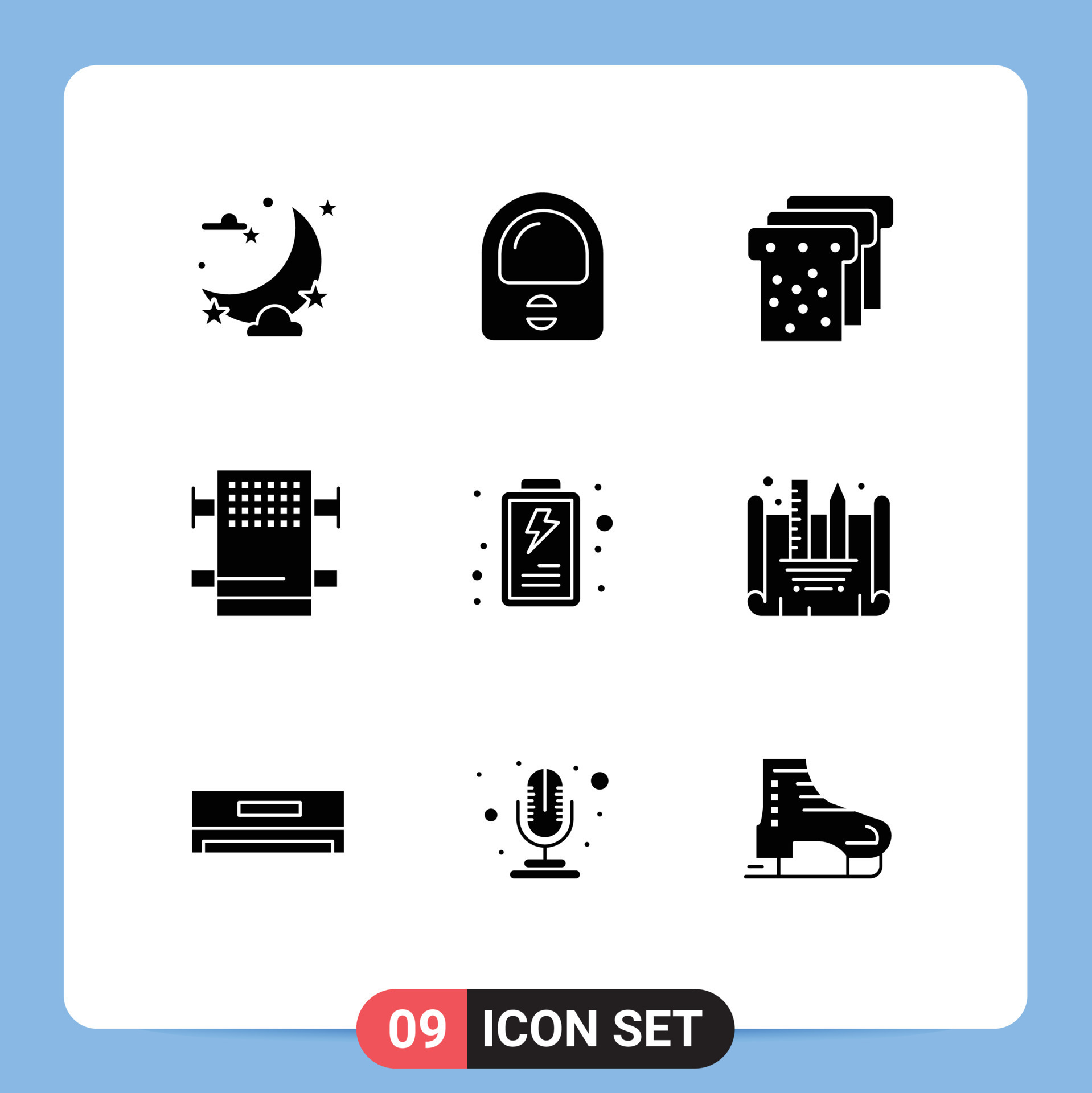 User Interface Pack Of 9 Basic Solid Glyphs Of Creating Blueprint User Food Interface Room