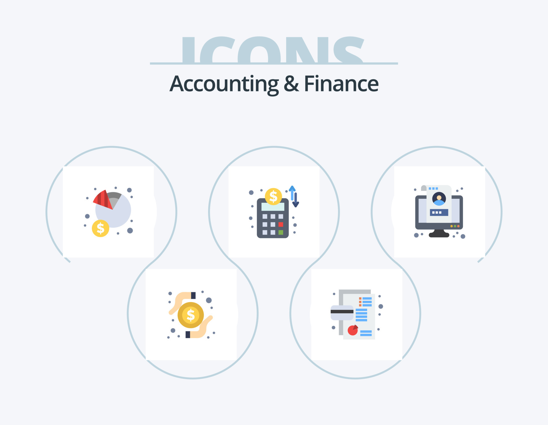 Accounting And Finance Flat Icon Pack 5 Icon Design. account. business network. pie chart ...