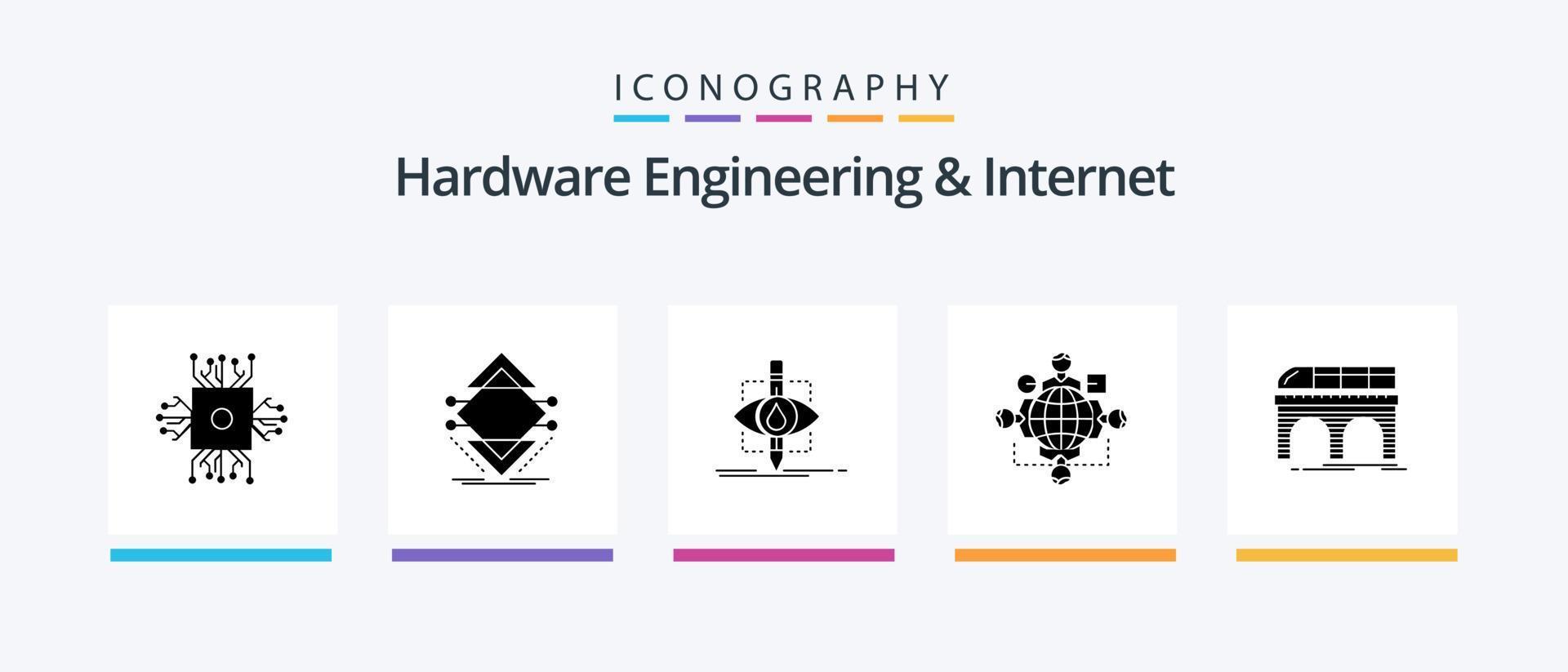 Hardware Engineering And Internet Glyph 5 Icon Pack Including logic ...
