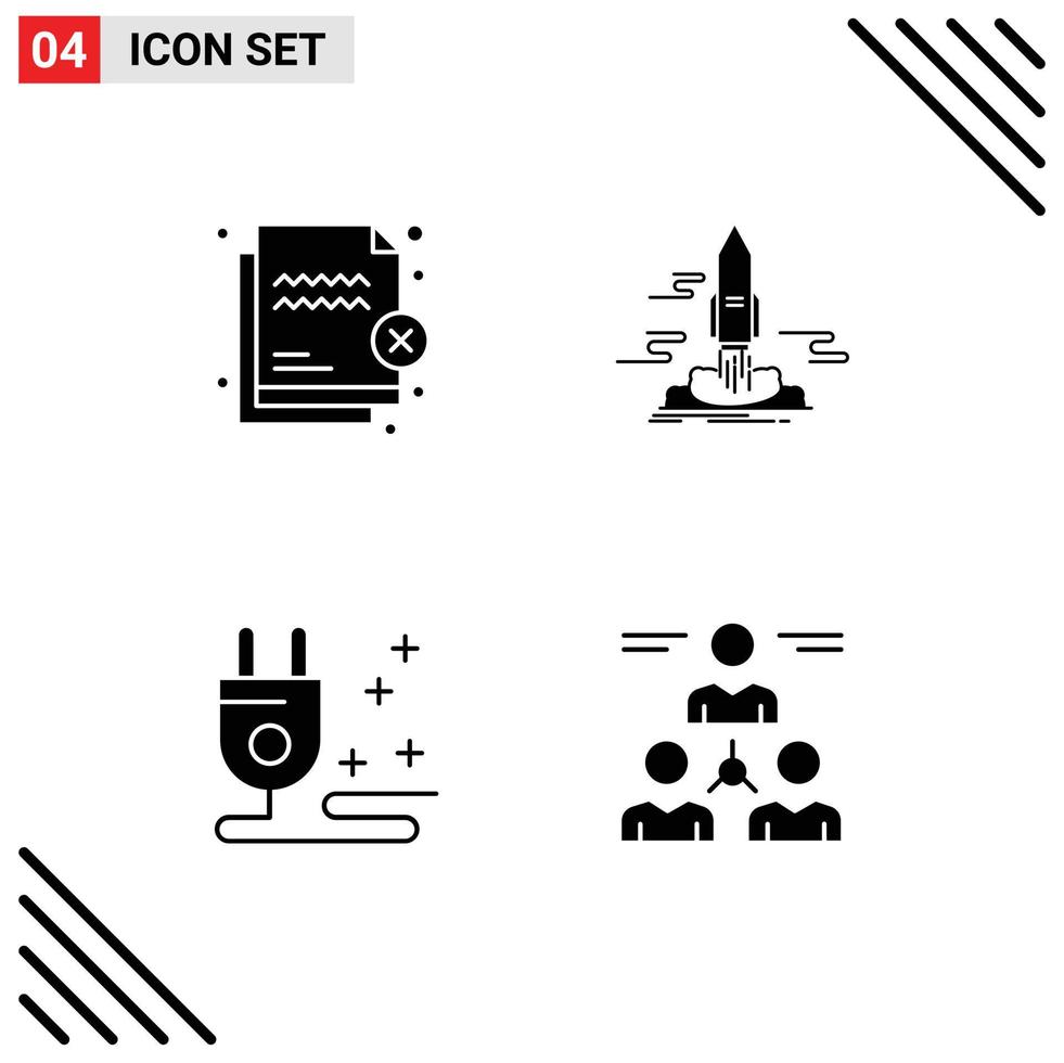 Set Of 4 Modern Ui Icons Symbols Signs For Deny Space Security Publish