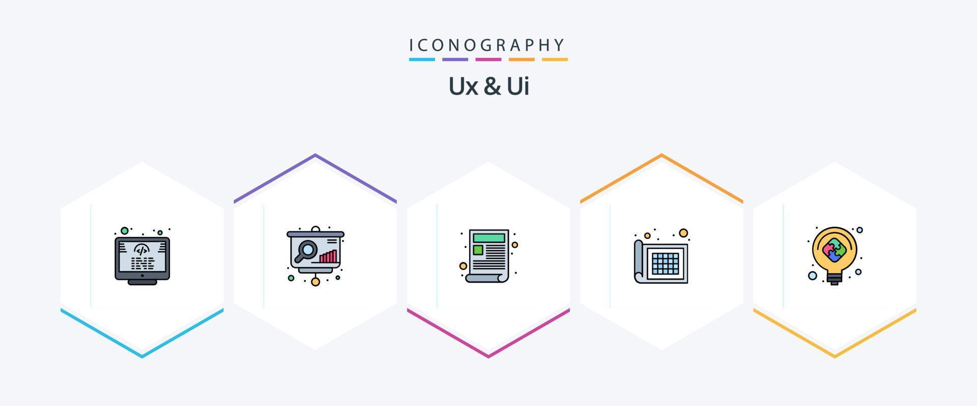 Ux And Ui 25 FilledLine icon pack including solution. light bulb. page ...