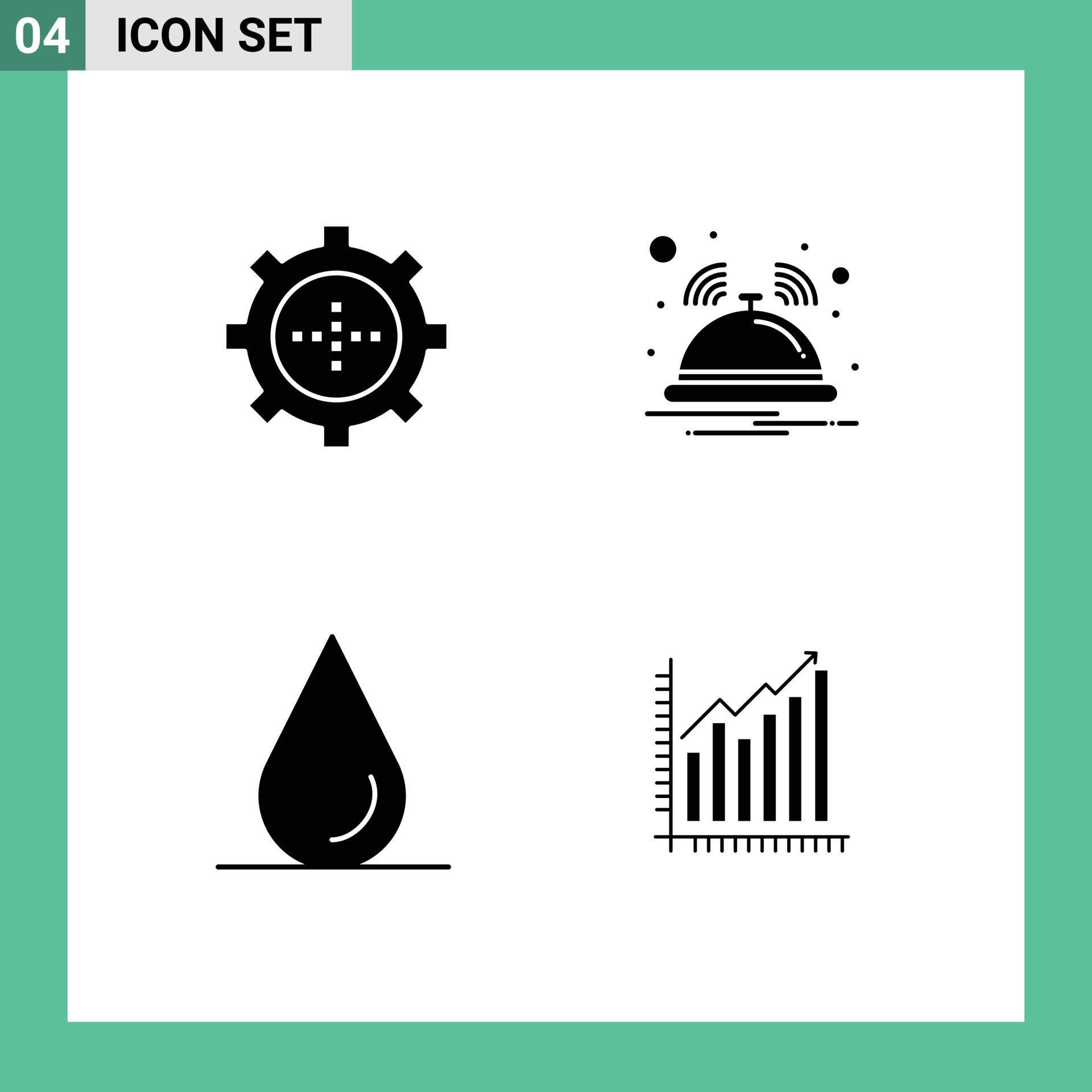 Group of 4 Solid Glyphs Signs and Symbols for devices water technology ...