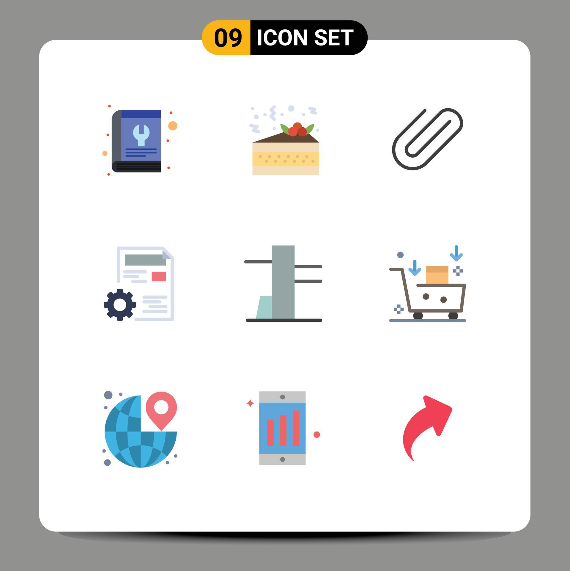 Flat Color Pack Of 9 Universal Symbols Of Tools And Utensils Config Attachment Setting Document