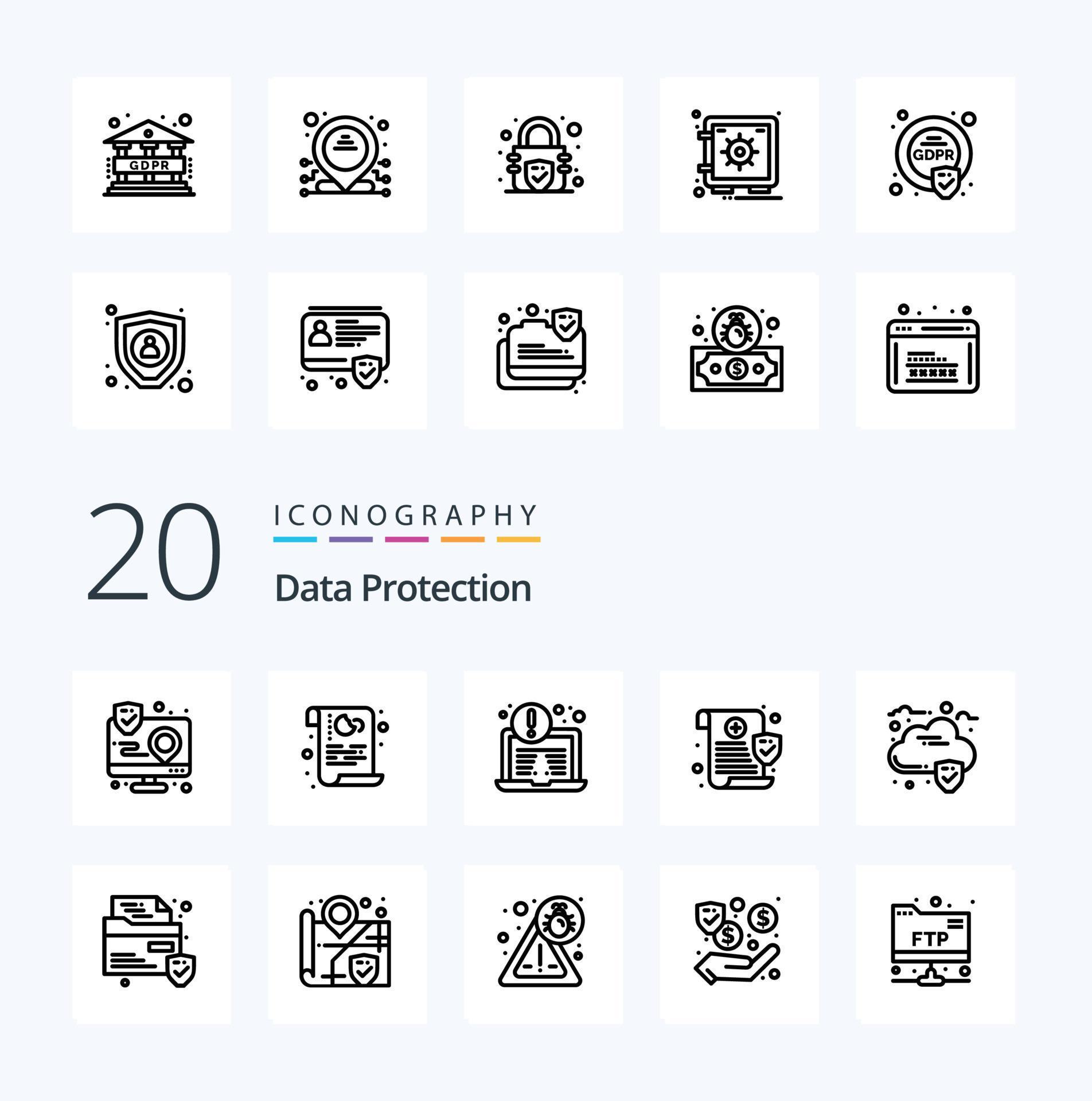 20 Data Protection Line icon Pack like cloud privacy privacy data security 19677301 Vector Art ...