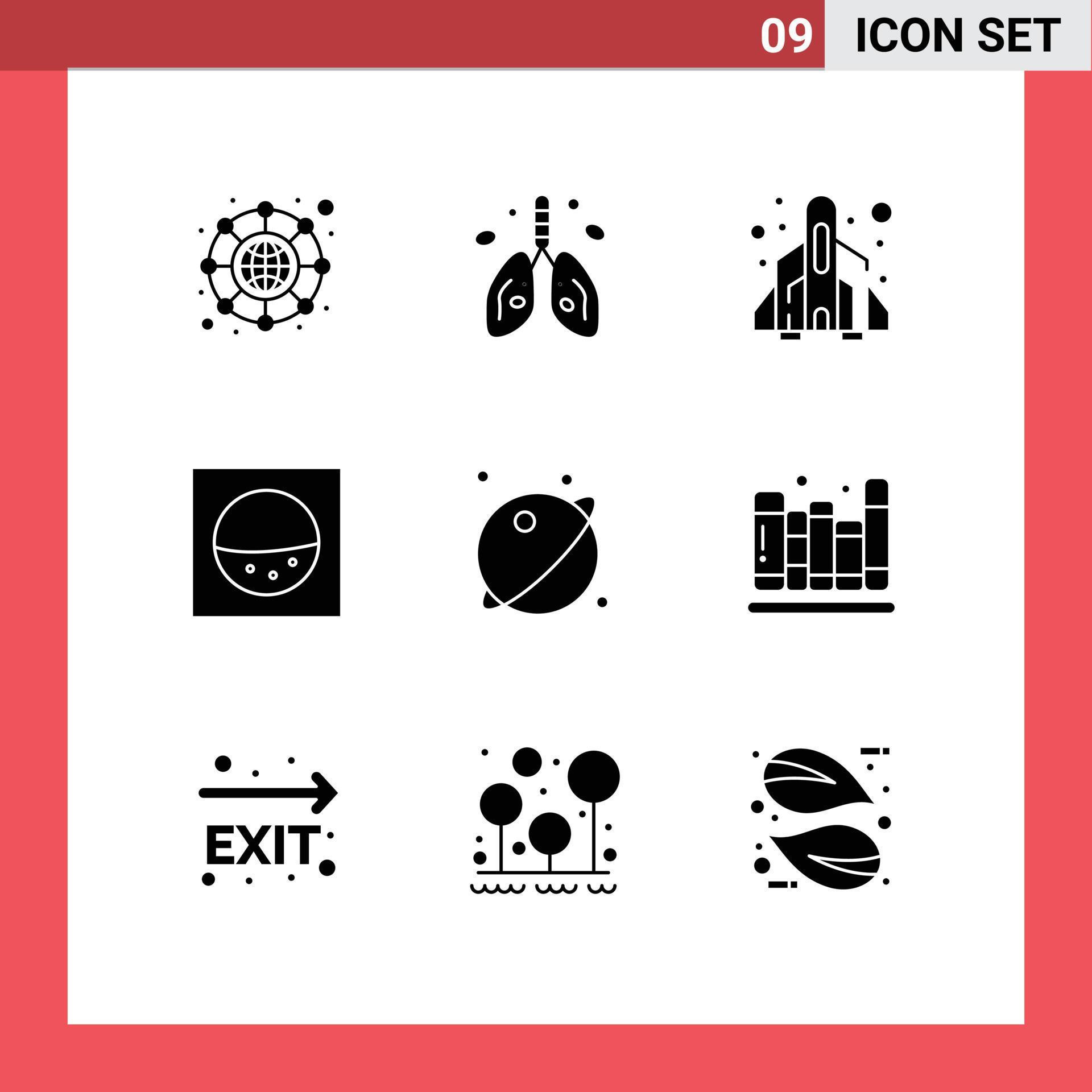 Set of 9 Modern UI Icons Symbols Signs for space orbit rocket astronomy ...