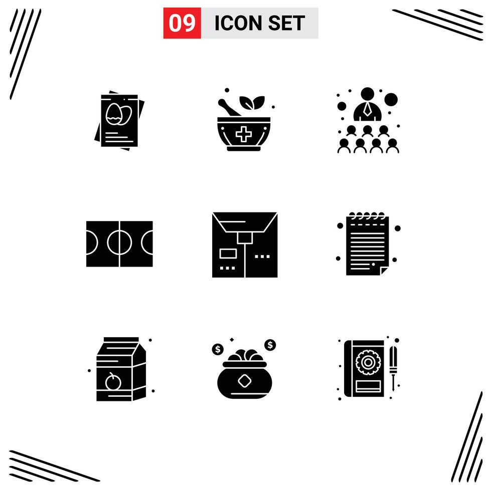 Conjunto De 9 9 Vector Sólido Glifos En Cuadrícula Para Nota Mi