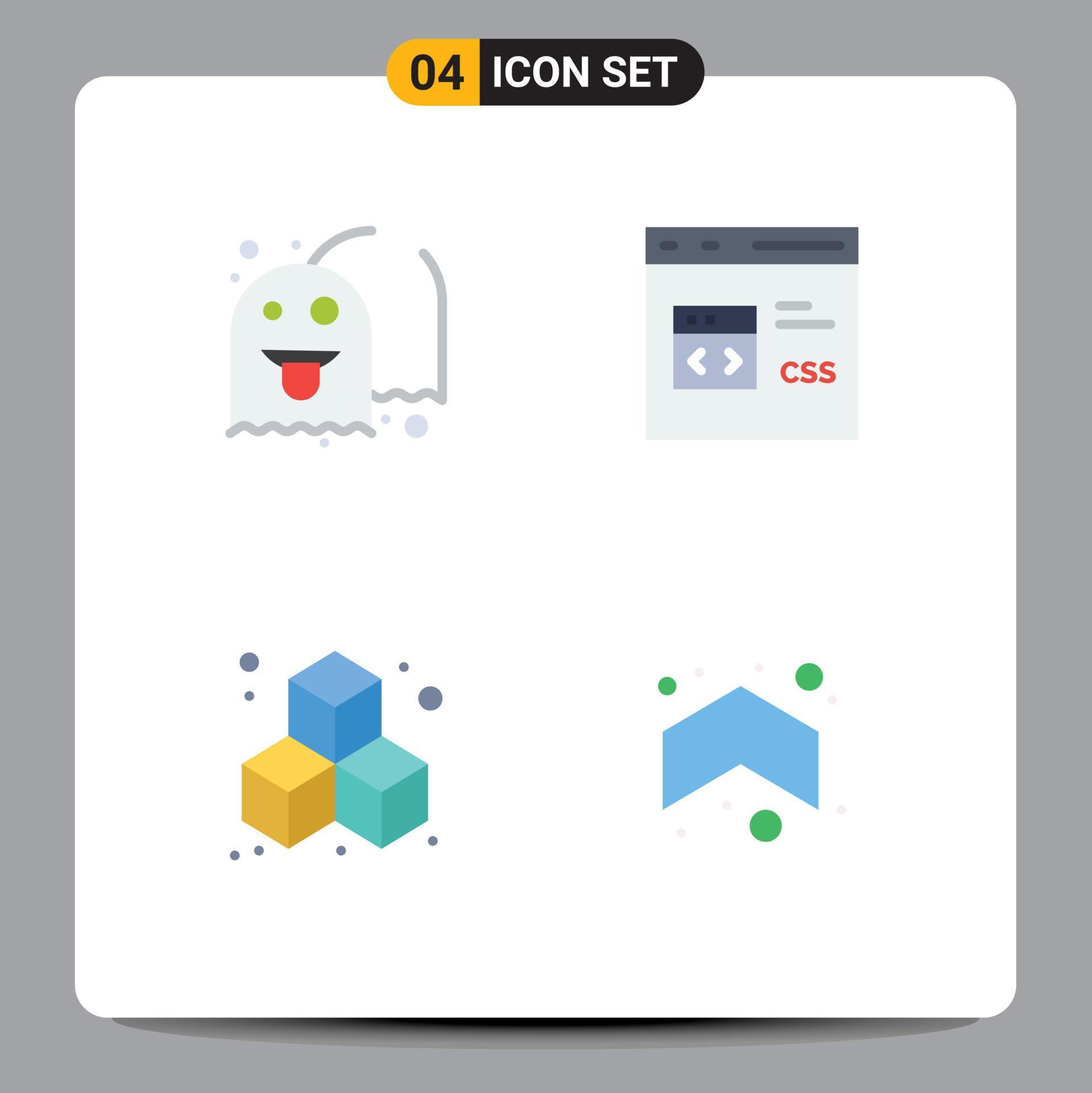 Set of 4 Modern UI Icons Symbols Signs for ghost box fun css arrow Editable Vector Design ...