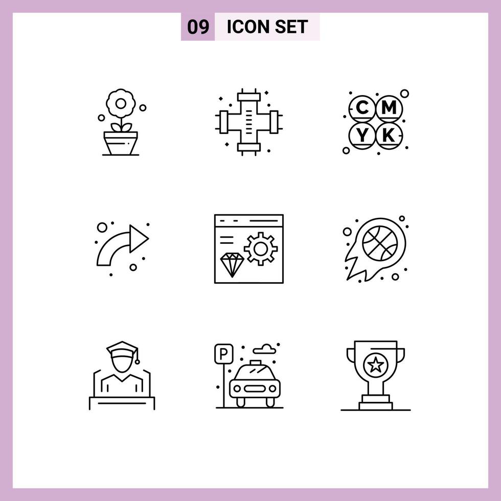 9 Universal Outlines Set For Web And Mobile Applications Brower Up Cmyk Right Arrows Editable