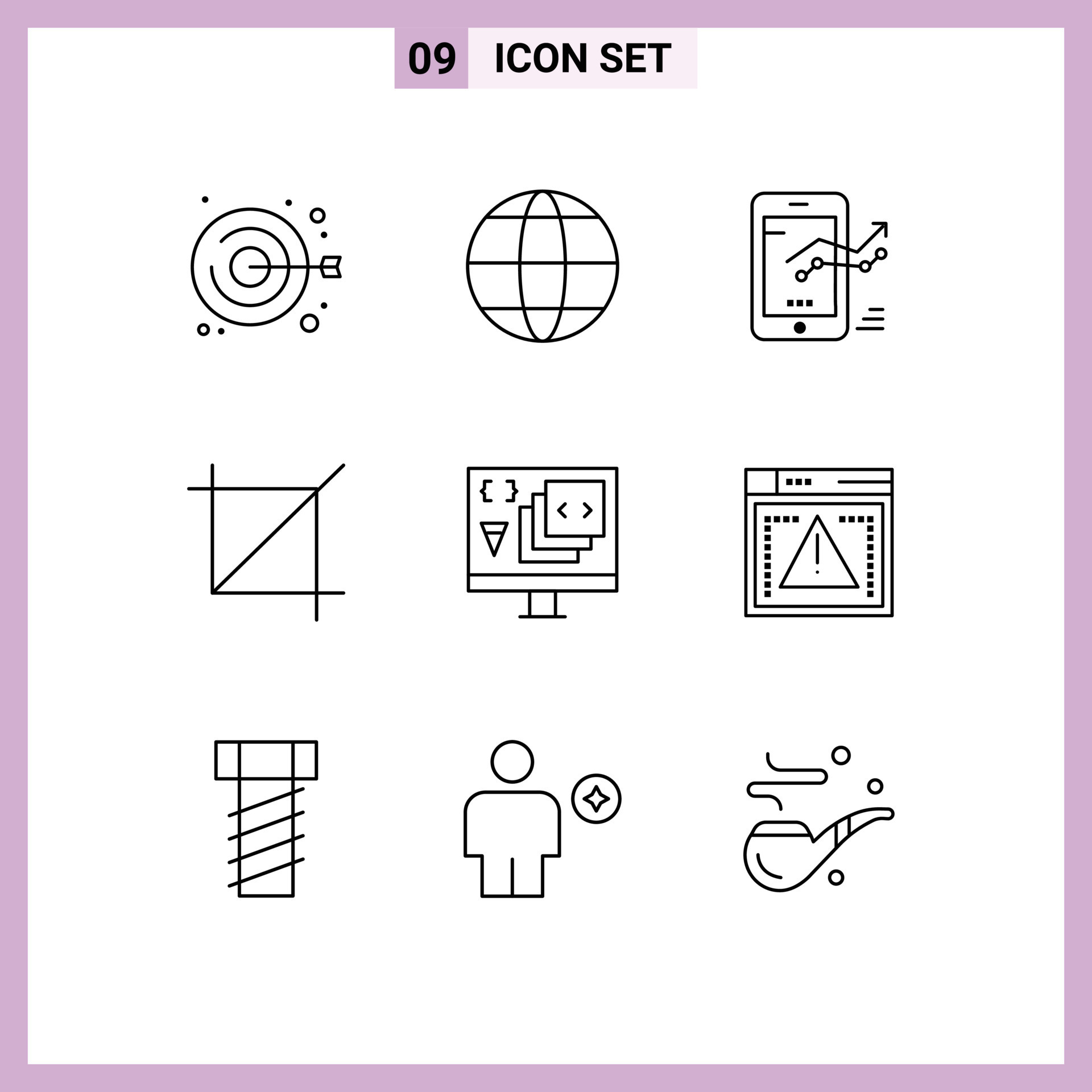 Pack Of 9 Creative Outlines Of Coding Tool Graph Symbols Crop Editable Vector Design Elements