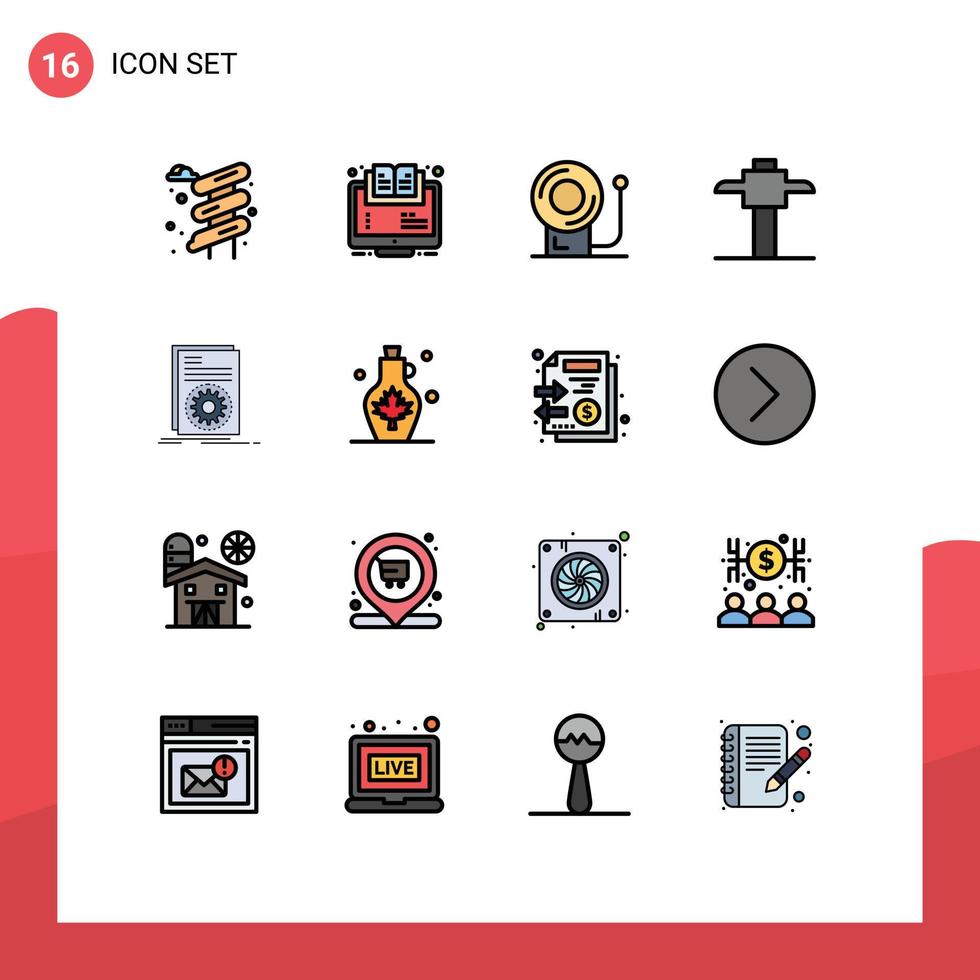 Group Of 16 Flat Color Filled Lines Signs And Symbols For Running Executable Course Code Miner
