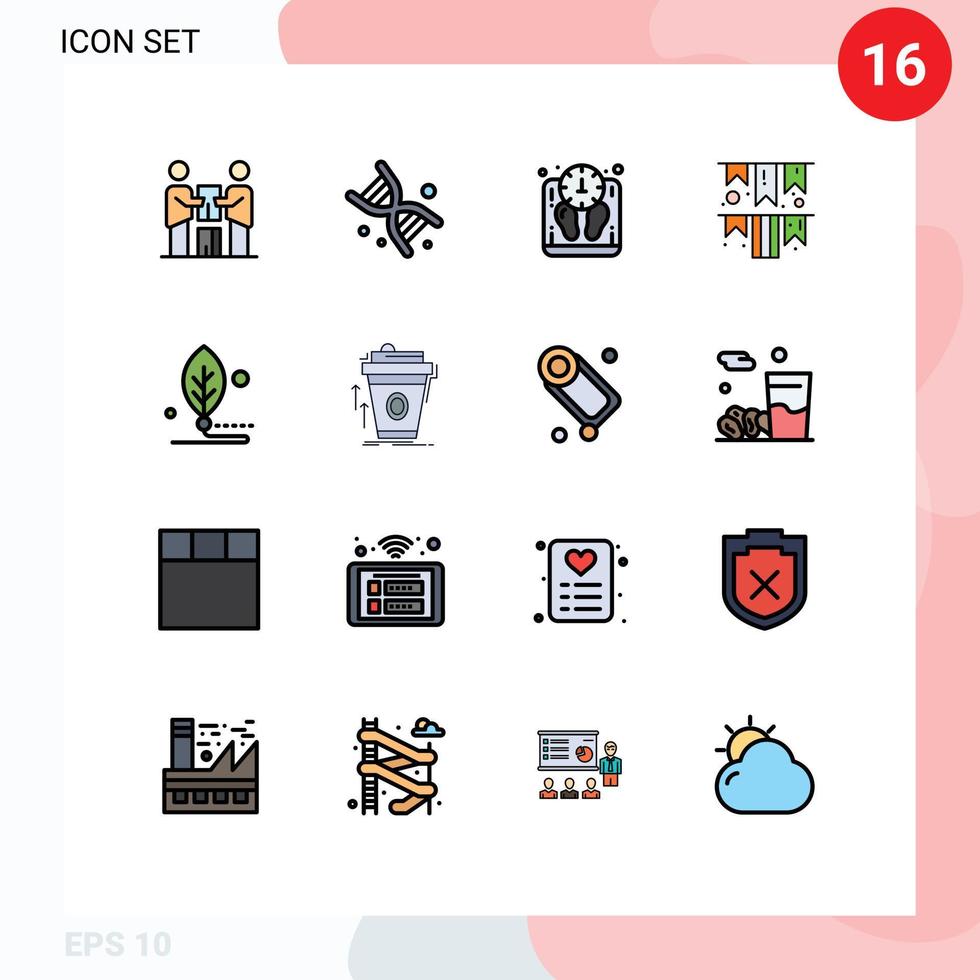 Set of 16 Modern UI Icons Symbols Signs for artificial paper technology garland scale Editable ...