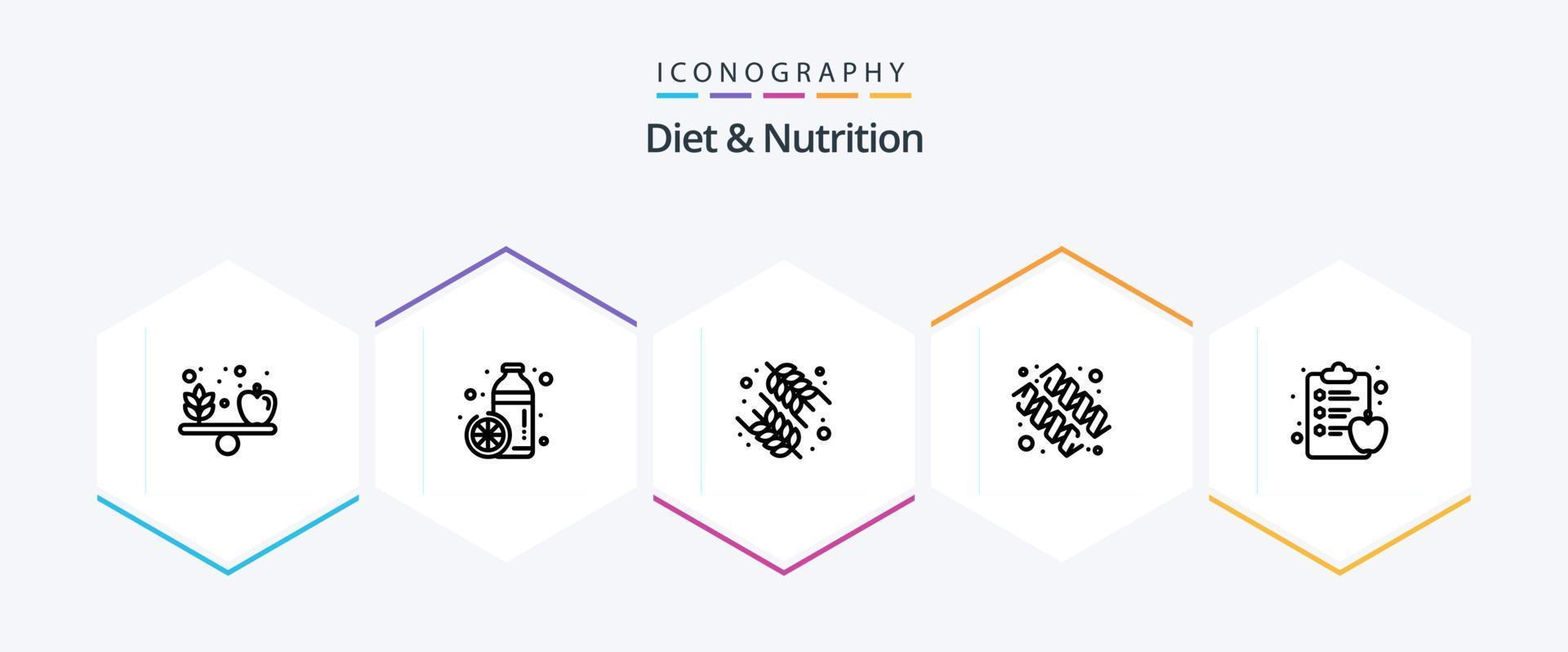 Diet And Nutrition 25 Line icon pack including apple. supplement ...